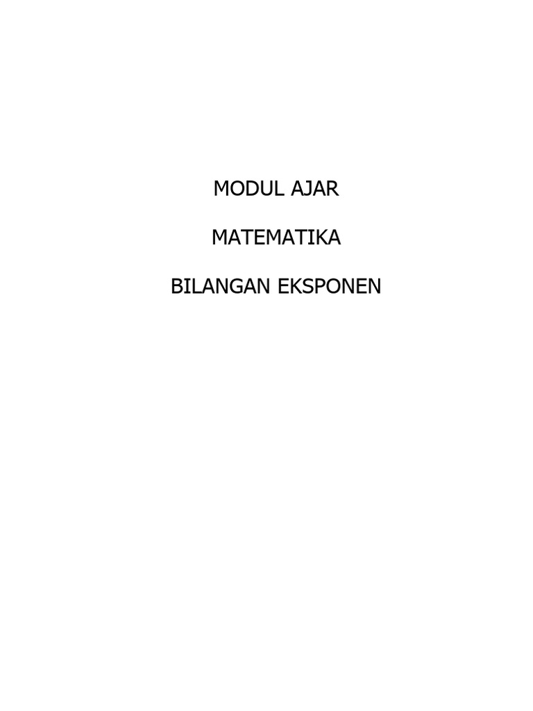MODUL Eksponen MTK X | PDF