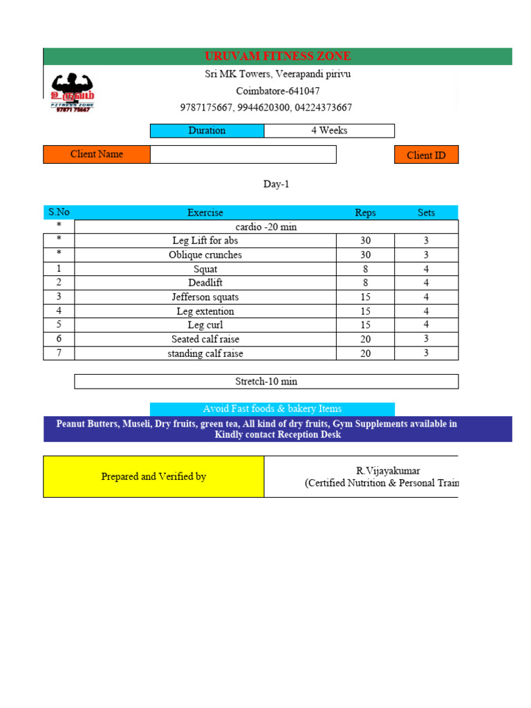 FAT LOSS - 8 Weeks Cutting Cycle - Level 1 - 1-4 Week | PDF | Personal ...