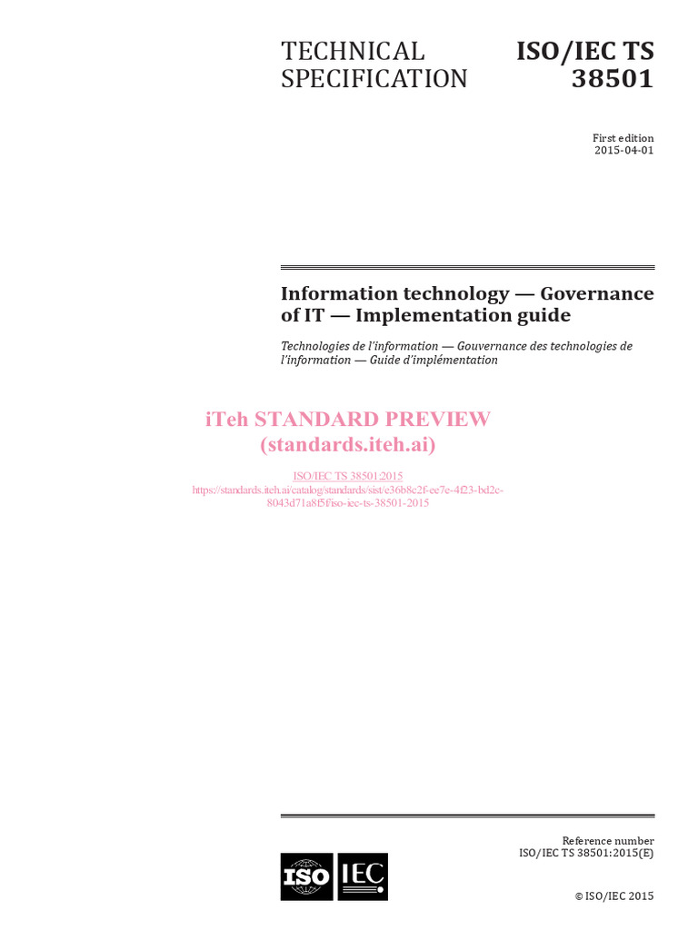 Iso Iec TS 38501 2015 | PDF | Governance | International Organization ...
