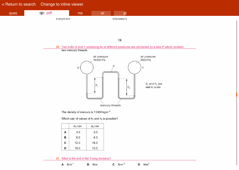 Two Bulbs x and y Countaning Air at Diffrent Pressures Are Connected by ...