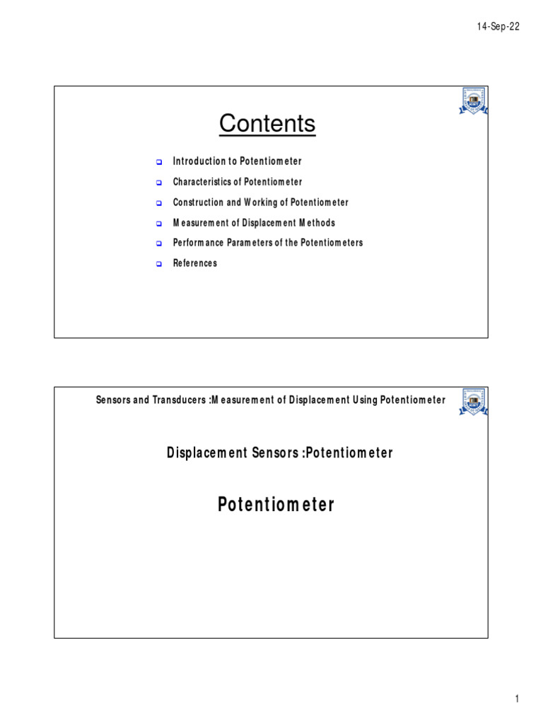Displacement Measurement with Potentiometers | PDF | Capacitor ...