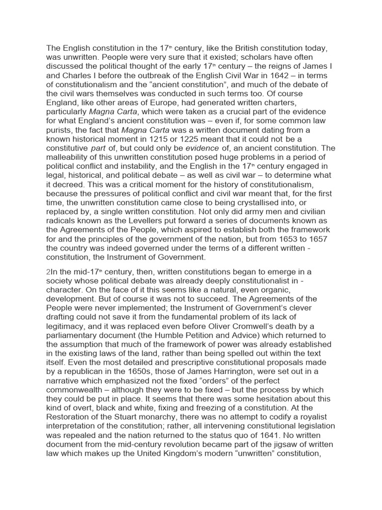 The English Constitution in The 17th | PDF | Constitution | Magna Carta