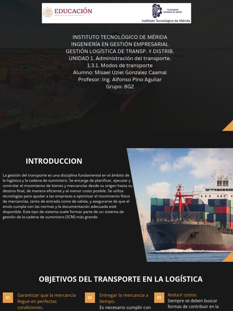 1.3.1. Modos de Transporte Gonzalez Misael 8G2 | PDF | Logística | Transporte