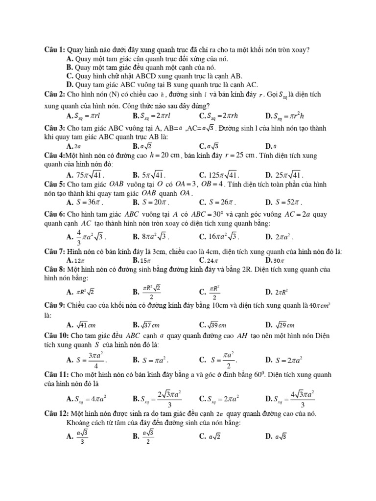BTVN - Hình Nón | PDF