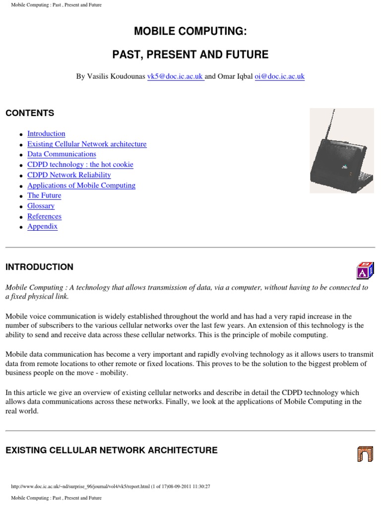 MOBILE COMPUTING: PAST TO FUTURE | PDF | Cellular Network | Computer Network