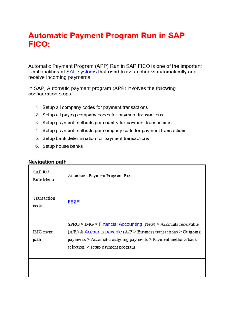 Automatic Payment Program Run in SAP FICO - Copy | PDF | Payments | Cheque