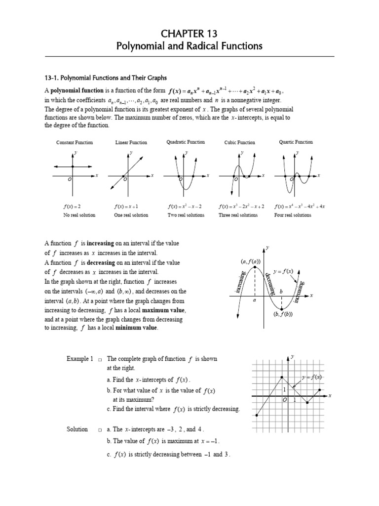 Understanding Polynomial Functions and Graphs | PDF | Factorization | Polynomial