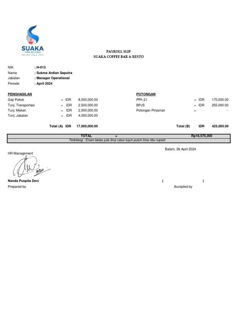 Payroll Slip Overview for 2023-2024 | PDF | Indonesian Rupiah | Payments
