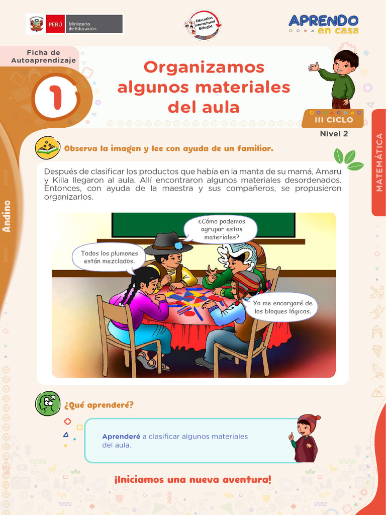 Ficha 1_MAT III Nivel 2 Andino_Cast | PDF | Aprendizaje