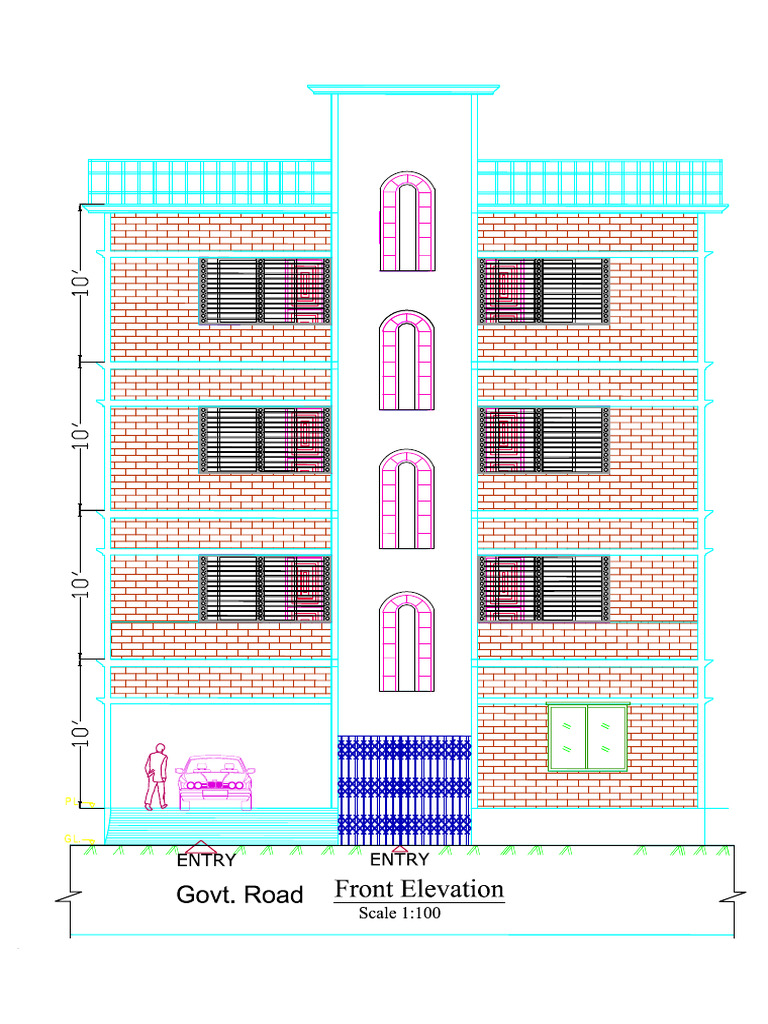 Govt. Road Front Elevation Plan | PDF