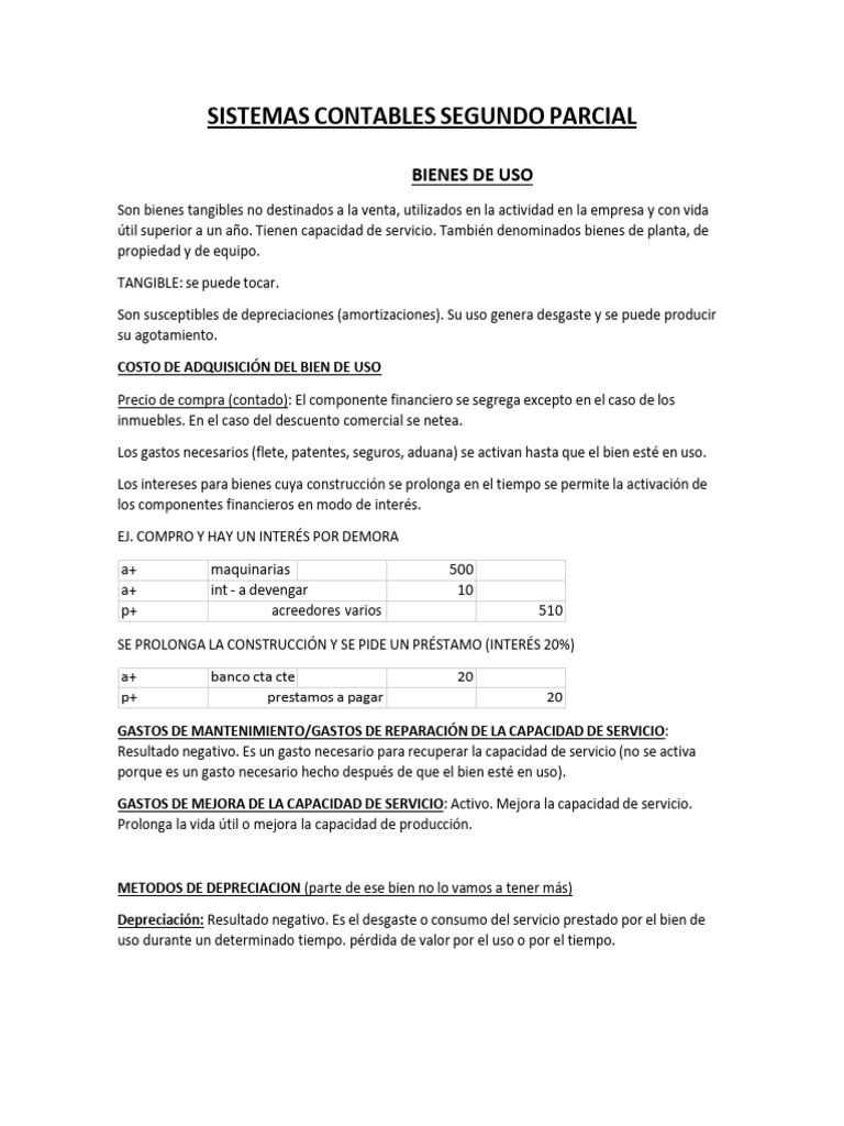 Resumen 2 Parcial Sist Cont | PDF | Contabilidad | Depreciación