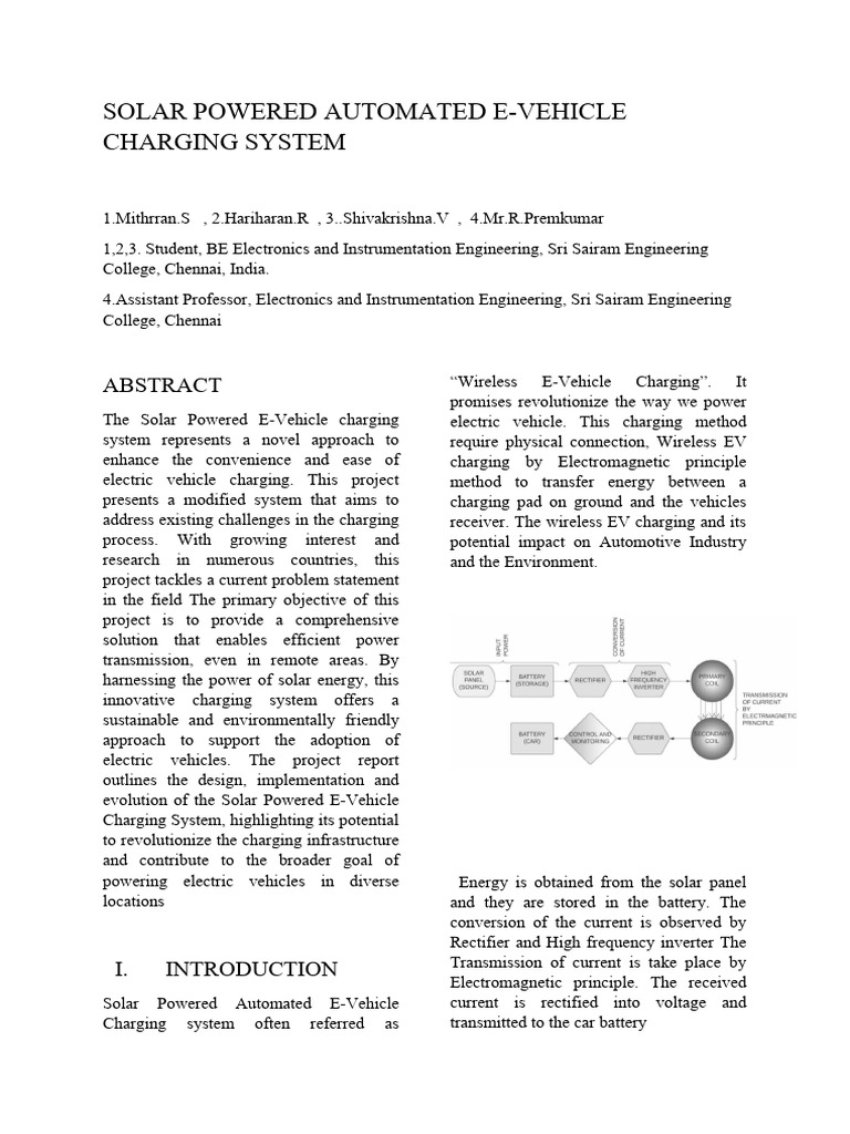 Automated E-Vehicle Charging System | PDF | Solar Power | Electric Vehicle