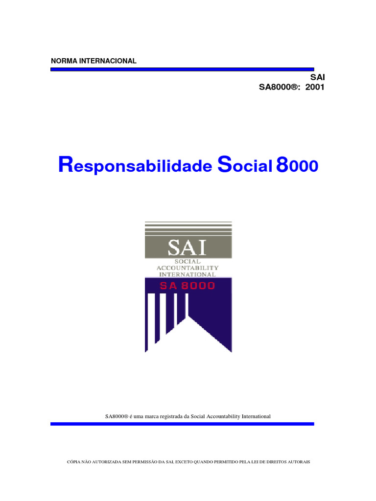 Norma Responsabilidade Social SA8000 | PDF