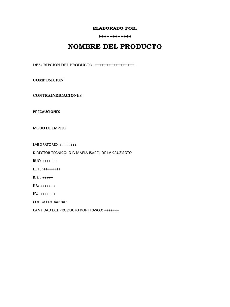 Formato de Elaboracion de Etiqueta | PDF