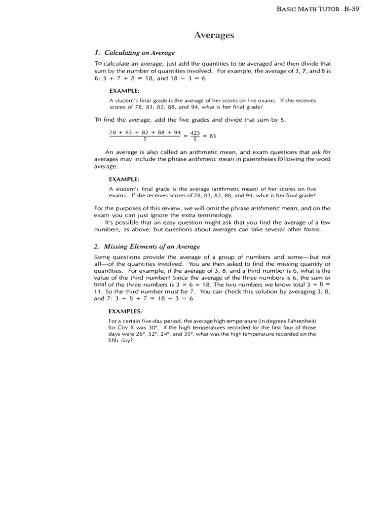 Exercise 6 - Averages | Download Free PDF | Average | Mean