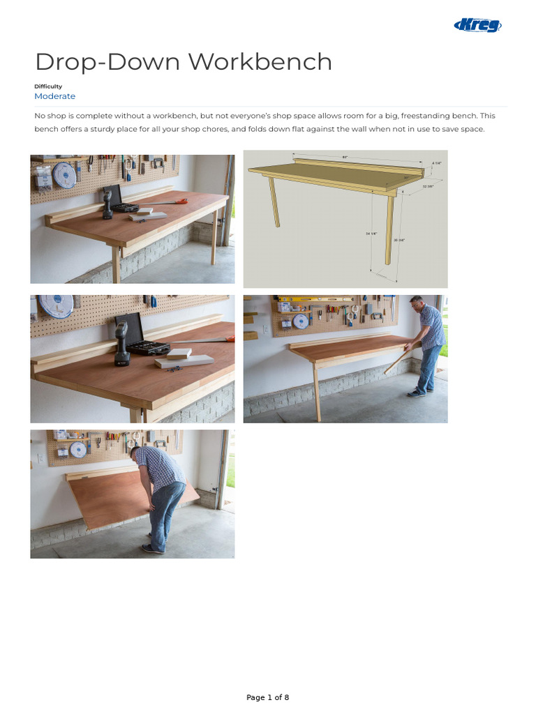 Drop Down Workbench | PDF | Woodworking