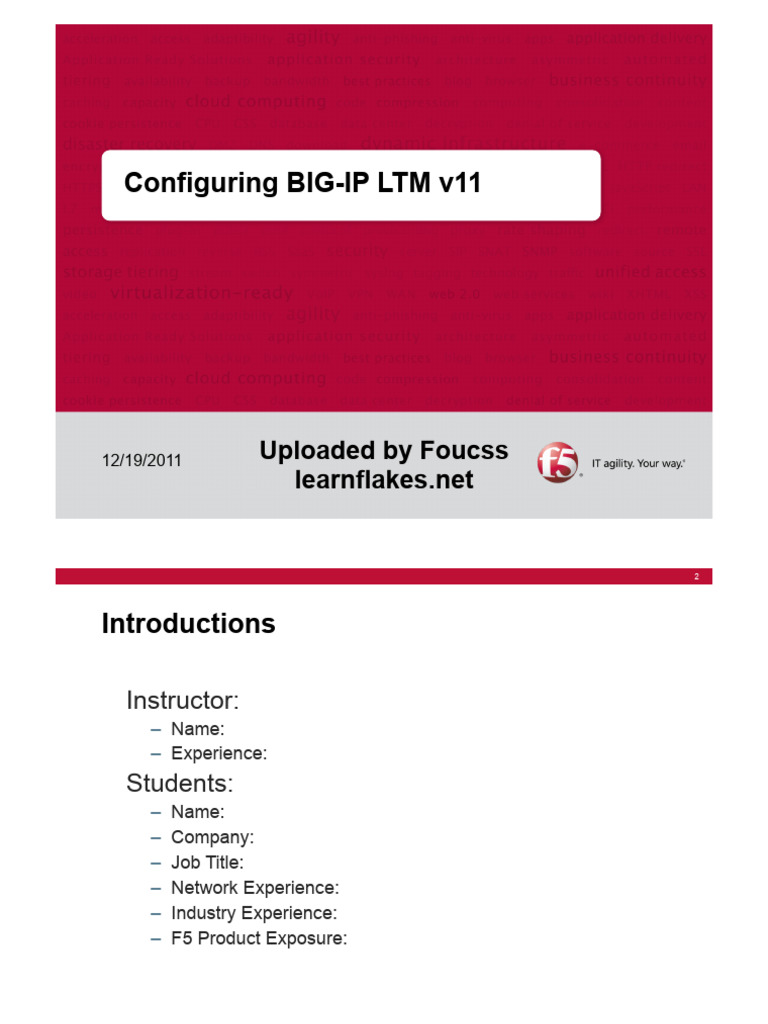 F5 - Configuring BIG-IP LTM v11 - Instructor | PDF | Computer Network ...