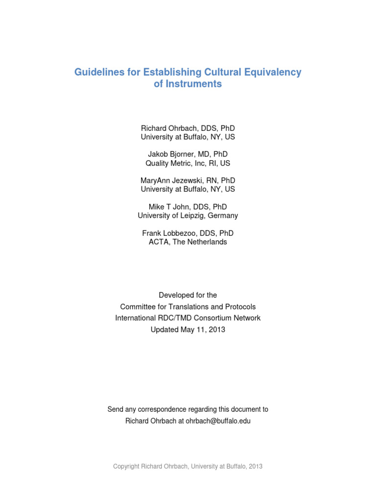 Guidelines For Translation And Cultural Equivalency Of Instruments 2013 05 118608 Download