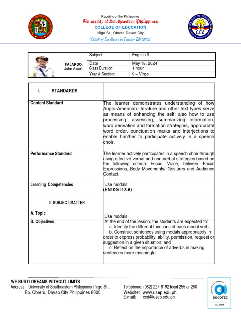 Fajardo_ttl Lesson Plan Copy | PDF | Nonverbal Communication | Grammar