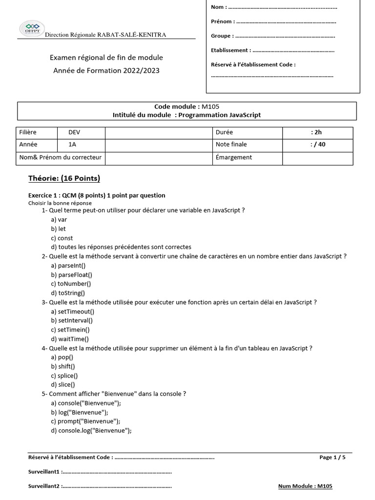 EFM Programmation Javascript v1 | PDF | Programming Paradigms | Data Management