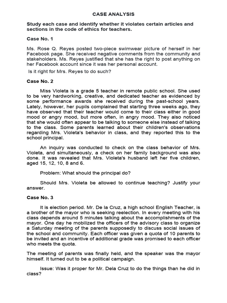 Case Analysis | PDF | Teachers