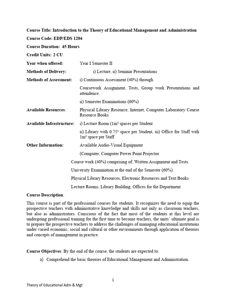Educational Management Theory Overview | PDF | Organizational Culture ...