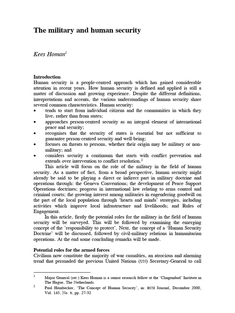 Military and Human Security | PDF | Responsibility To Protect | Human ...