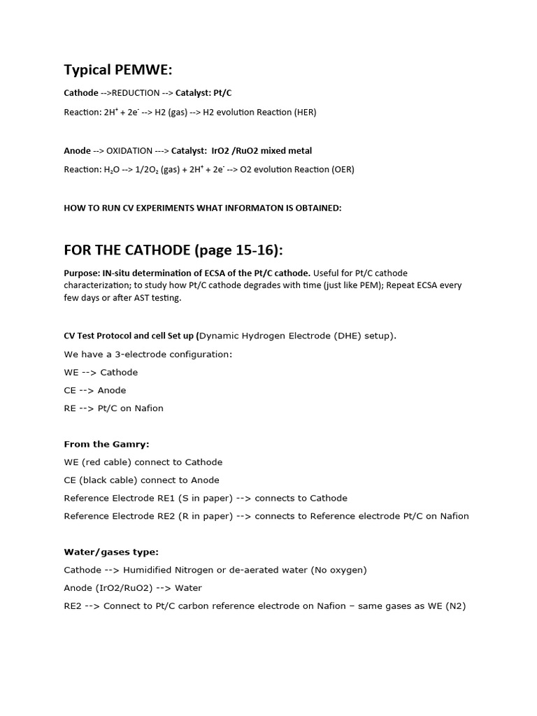 PEMWE CV Experiments Guide | PDF