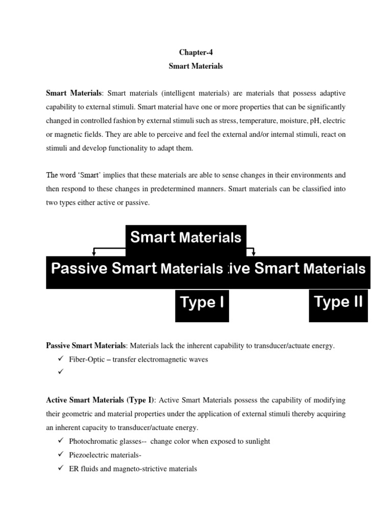 Smart Materials Note-CH10005 | PDF | Shape Memory Alloy | Piezoelectricity