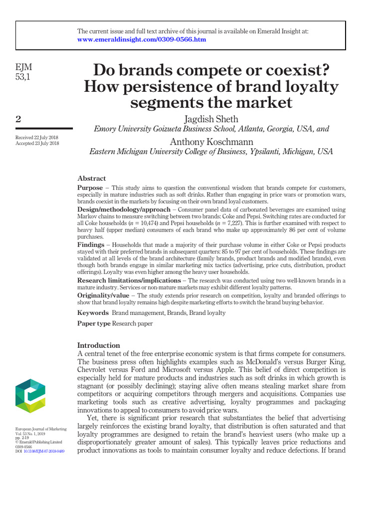 Do Brands Compete or Coexist | PDF | Coca Cola | Brand