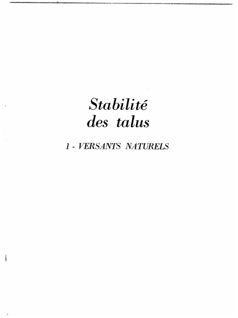 Stabilité Des Talus - 1. Versants Naturels | PDF