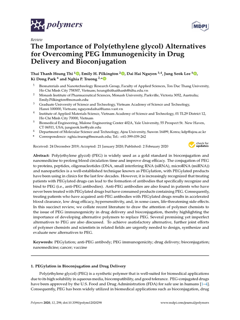 Polymers 12 00298 | PDF | Polyethylene Glycol | Dose (Biochemistry)