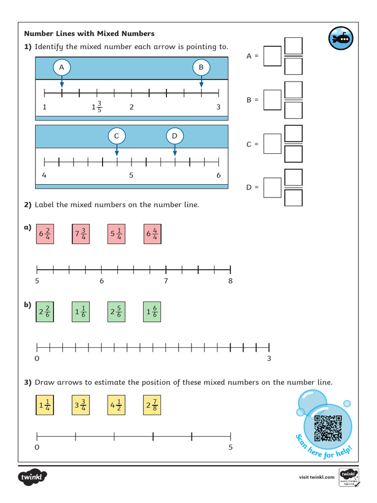 Mixed Numbers on Number Lines | PDF