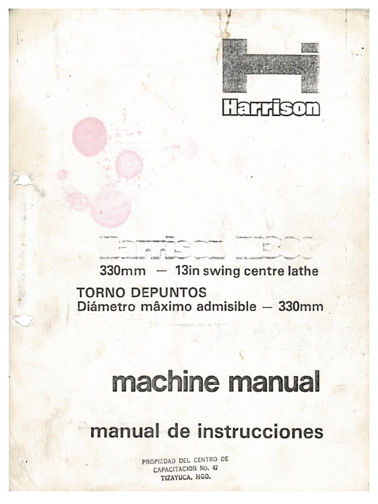 Manual de operación torno harrison M300 | PDF