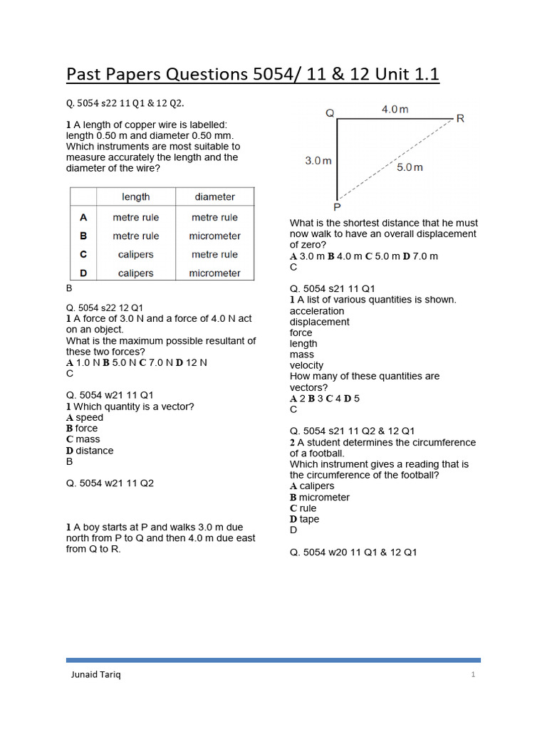 Physical Qty and Measurments Revision | PDF | Force | Velocity
