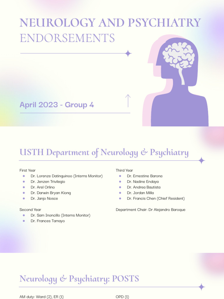 Updated NeuroPsych Grp4 Endorsements 2 1 | PDF | Neurology | Medicine