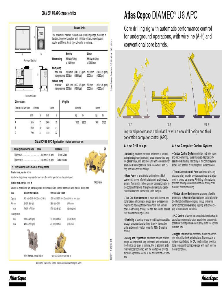 5 DIAMEC U6APC Specifications | PDF | Drill | Manufactured Goods