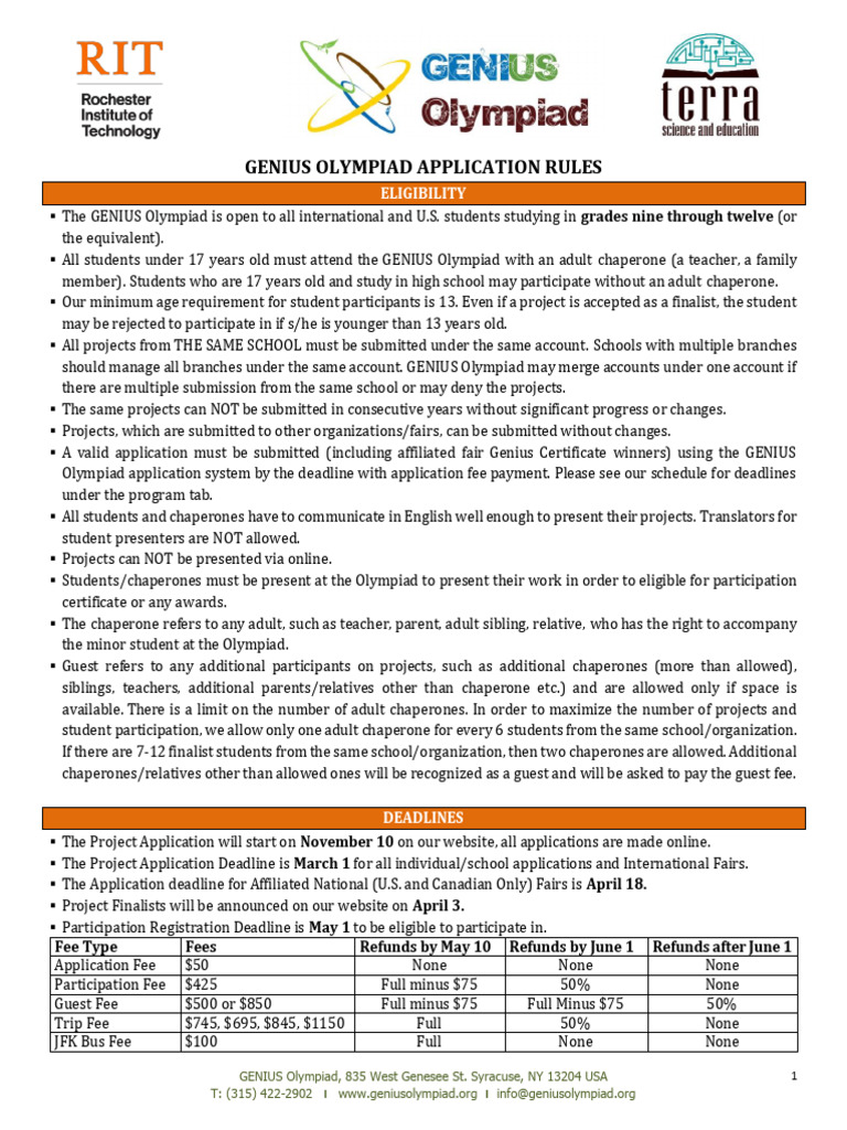 GENIUS Rules | PDF | Fee