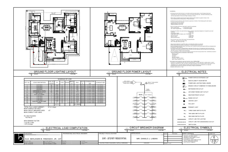 Ground Floor Lighting Layout Ground Floor Power Layout Electrical Notes ...