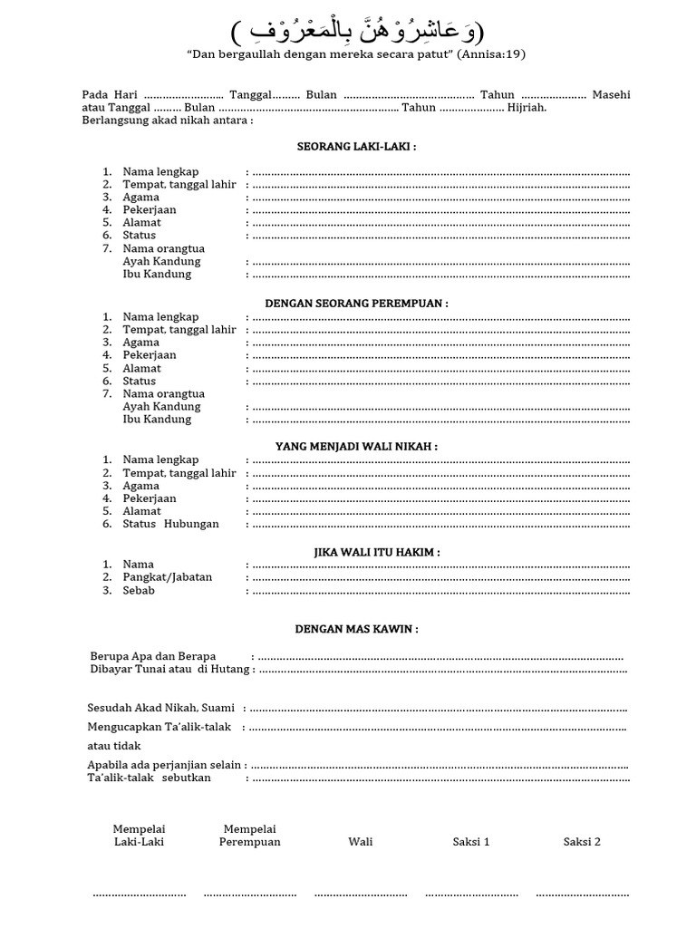 Surat Keterangan Akad Nikah | PDF