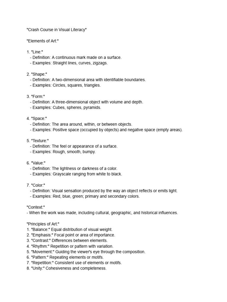 Visual Lit. Crash Course. | PDF | Composition (Visual Arts) | Pattern