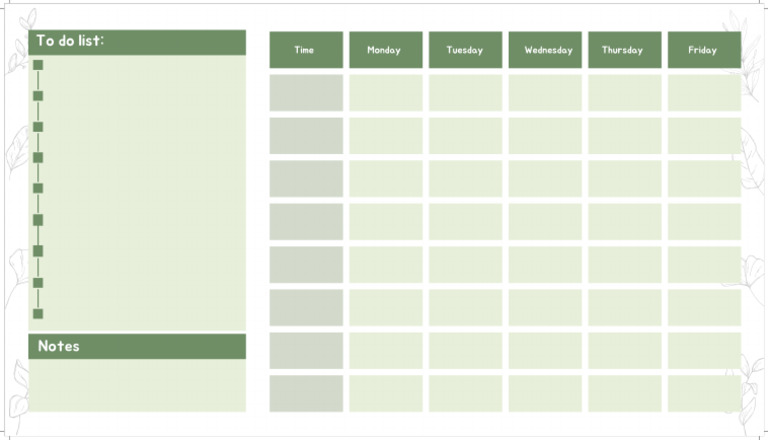 Green Botanical School Schedule Student Desktop Wallpaper | PDF