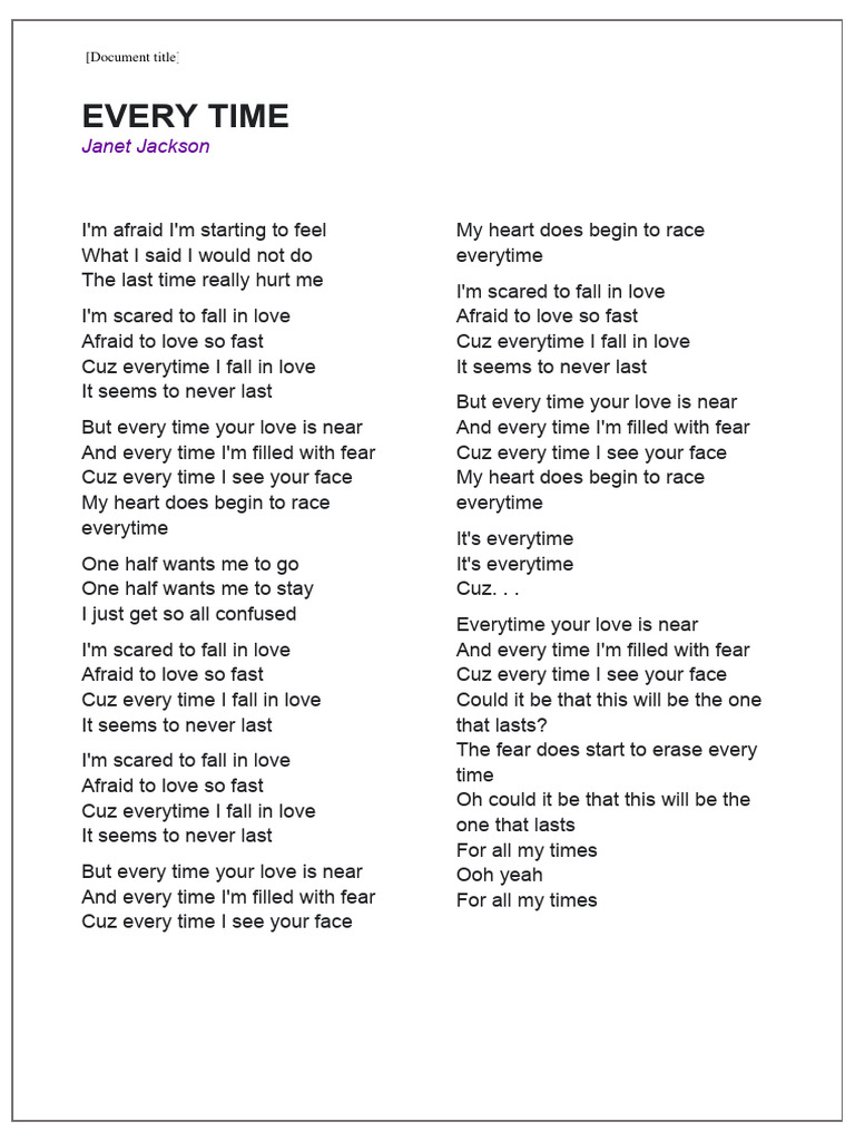 Janet Jackson - Every Time Lyrics | PDF