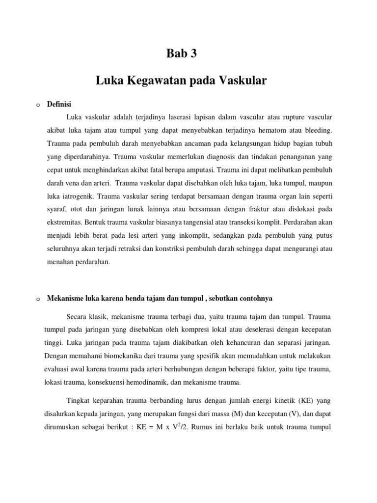Trauma Vaskular: Diagnosis dan Penanganan | PDF