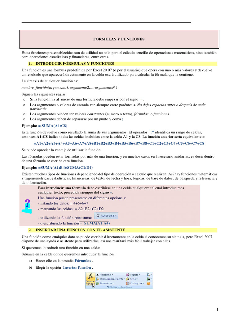 Formulas y Funciones de Excel | Descargar gratis PDF | Fórmula ...