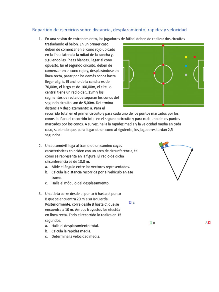 Repartido de Ejercicios Sobre Distancia, Desplazamiento, Rapidez y Velocidad | PDF | Velocidad ...