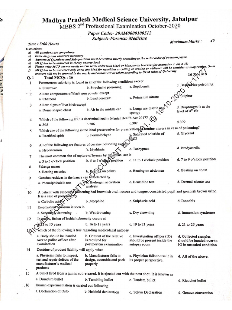 Forensic Medicine and Toxicology Notes | PDF