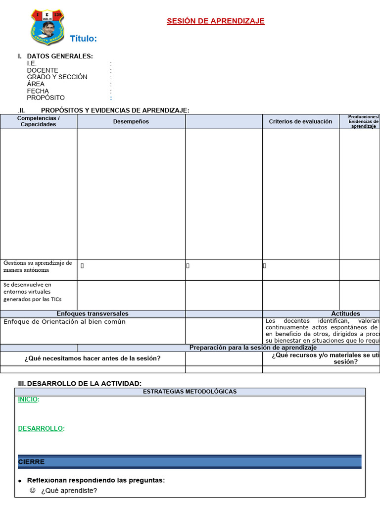 2024-SESION DE APRENDIZAJE | PDF | Maestros | Aprendizaje