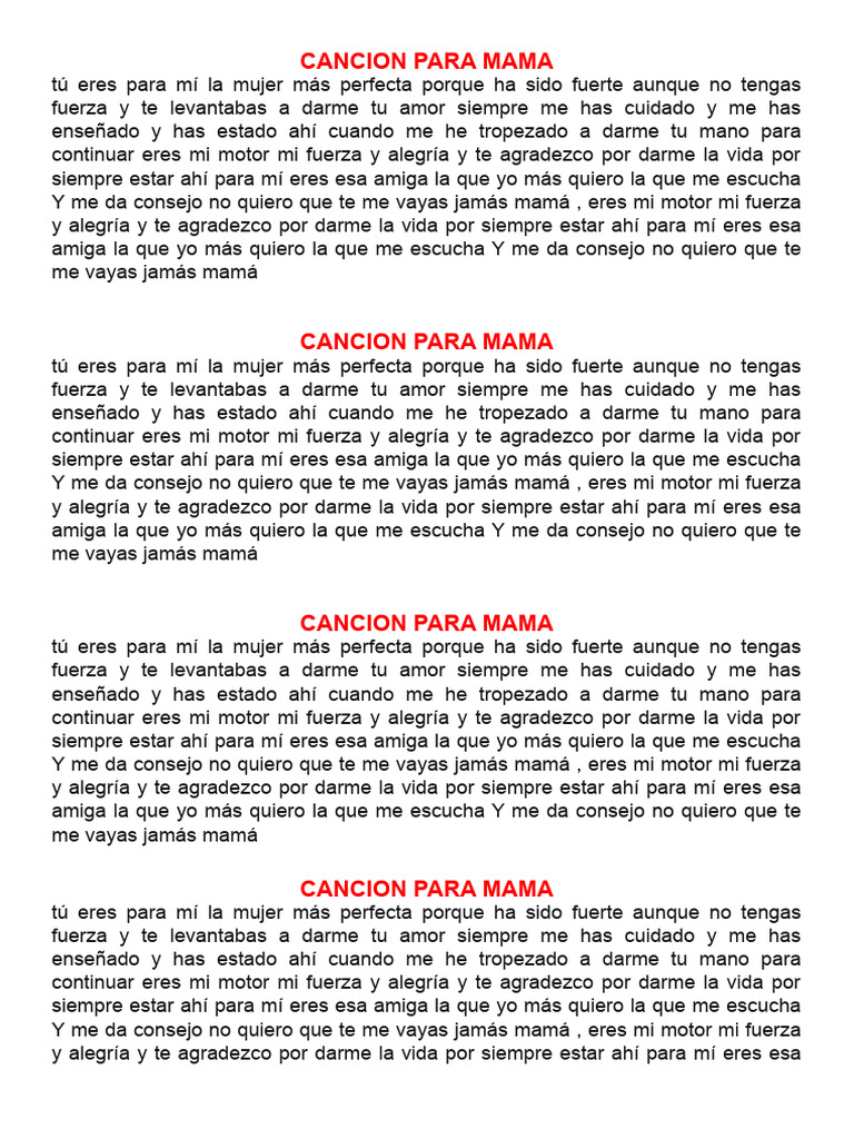 Cancion Para Mama Pdf