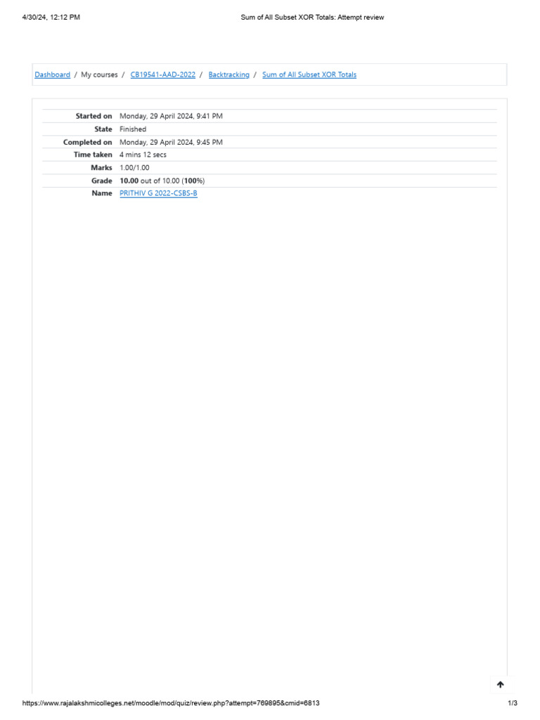 Sum of All Subset XOR Totals - Attempt Review 67 - 240513 - 195146 ...
